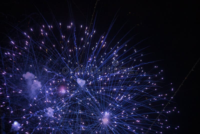 Festive Fireworks in the Black Night Sky Stock Image - Image of display ...