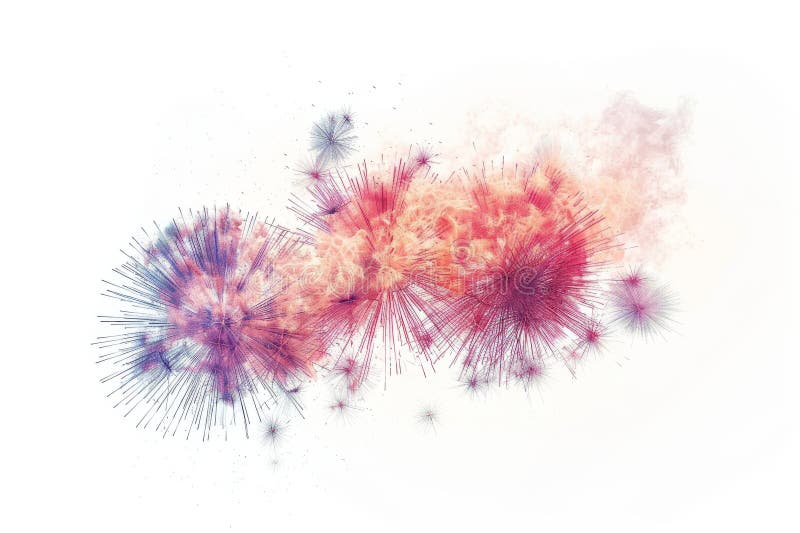 Festive Fireworks Exploding Against a Soft Transparent White Canvas ...