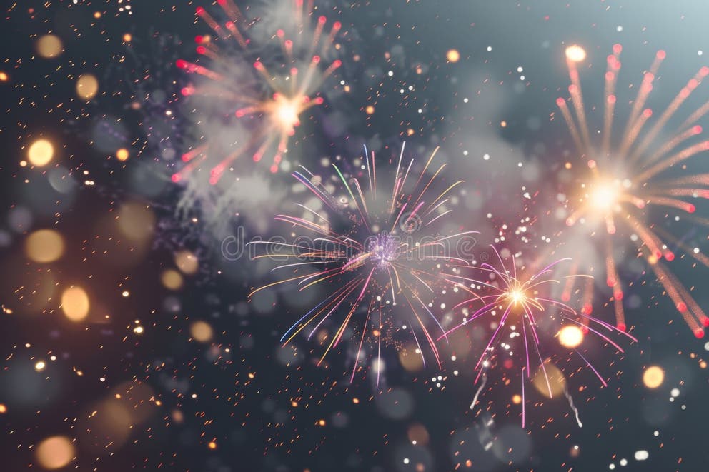 Festive Fireworks Exploding on a Transparent White Backdrop Stock Illustration - Illustration of ...