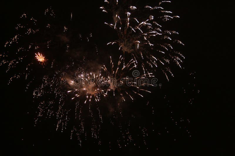 Festive Fireworks in the Night Sky Stock Image - Image of fireworks ...