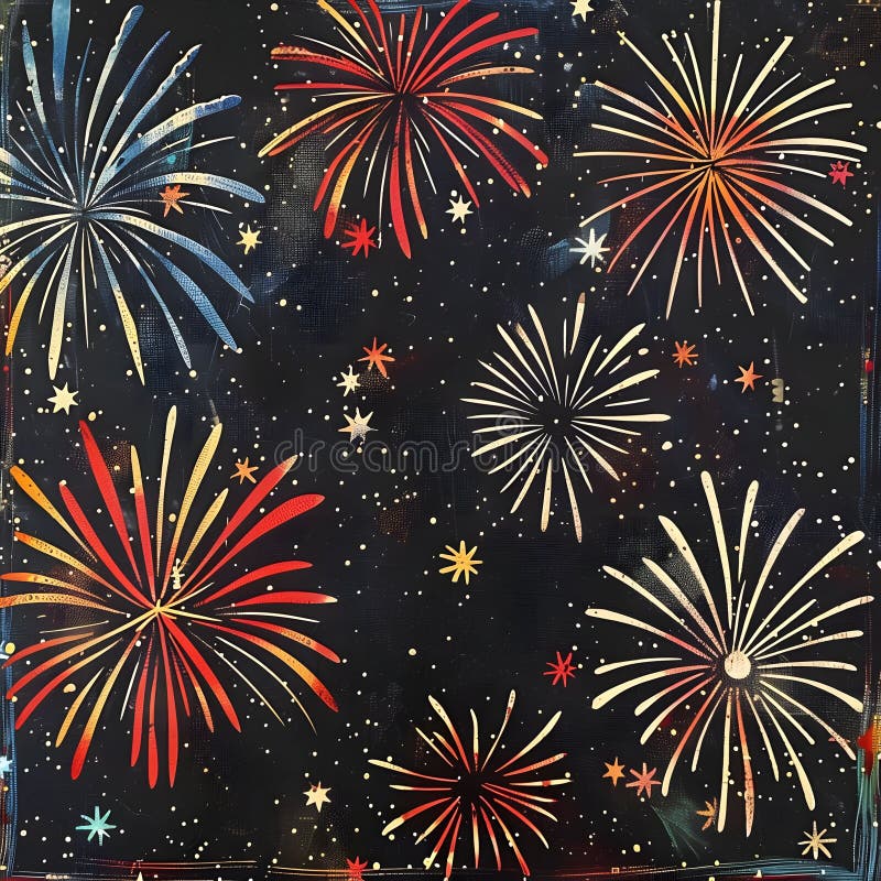 Festive Fireworks Night Sky: a Celebration of Light and Color Stock ...