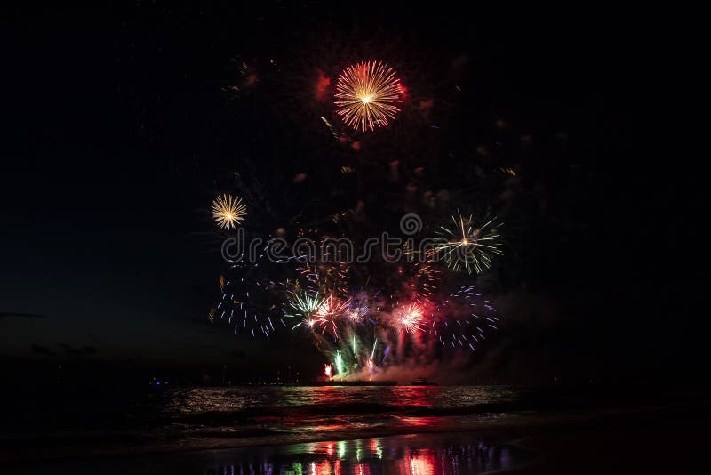 Fireworks, Shooting Rockets and Fire Stock Image - Image of party ...