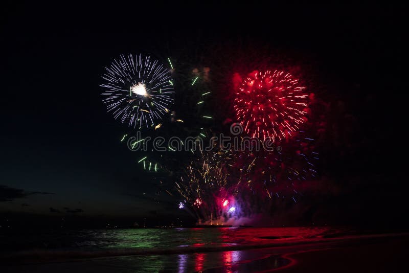 Fireworks, Shooting Rockets and Fire Stock Photo - Image of festive ...