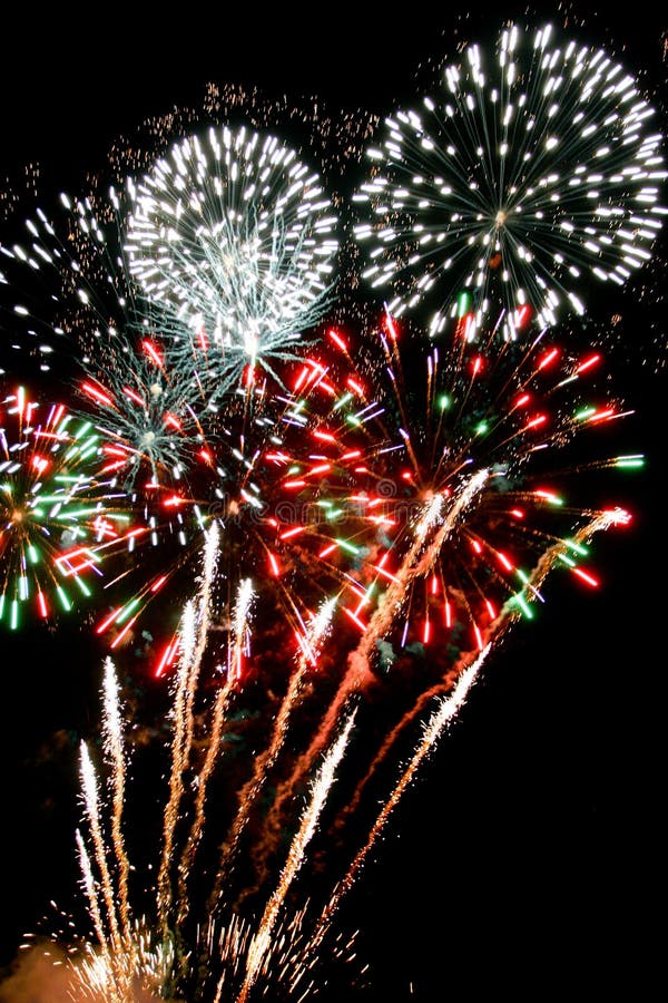 Festive Fireworks and Fireworks Scorching Bright Flashes of Black Night ...
