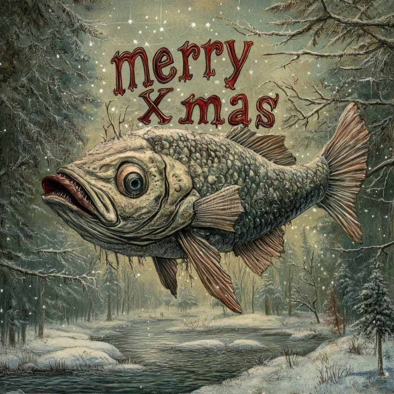Festive Fish in Snowy Holiday Scene Stock Photo - Image of wildlife ...