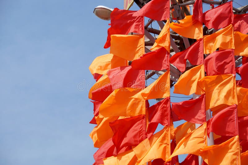 Festive Flags of Red and Orange Color Stock Photo - Image of beauty ...