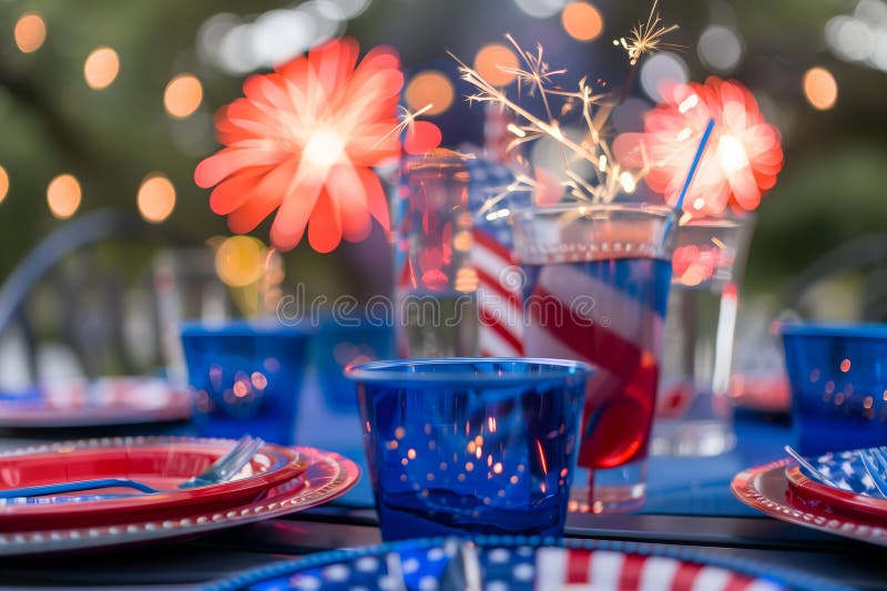 Festive Fourth of July Table Setting with Patriotic Decorations ...