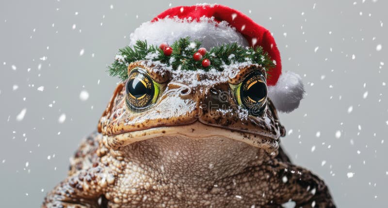 Festive frog in santa hat stock illustration. Illustration of amphibian ...