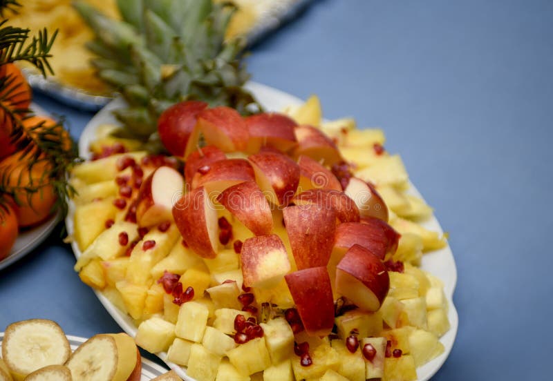Festive Fruit Dessert. Holiday Table Decoration Stock Photo - Image of ...