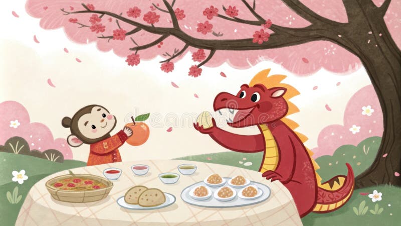 Festive Gathering Under a Sprawling Cherry Blossom Tree a Delightful ...