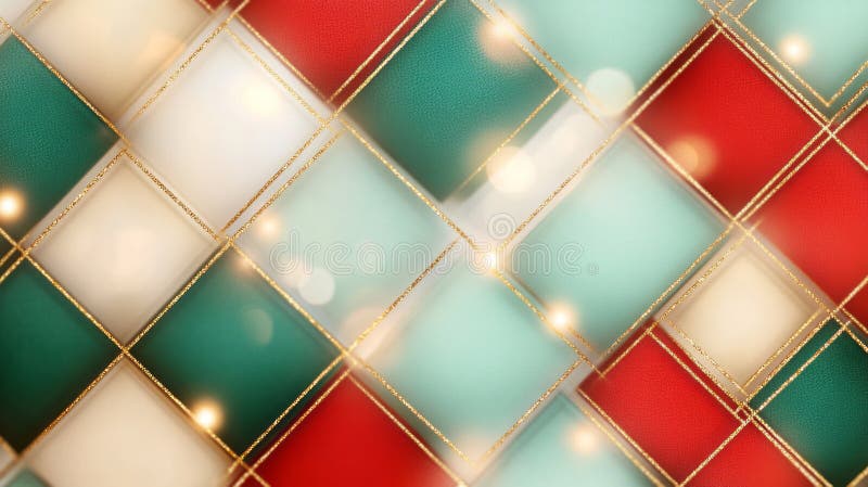 Festive Geometric Pattern with Red, Green, and Gold Gift Wrap Design ...