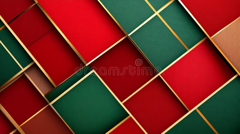 Festive Geometric Pattern with Red, Green, and Gold Gift Wrap Design ...
