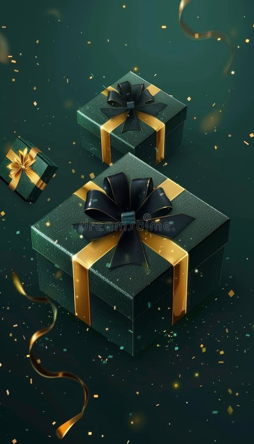 Festive Gift Box Falling on Background of Realistic Presentsholiday ...