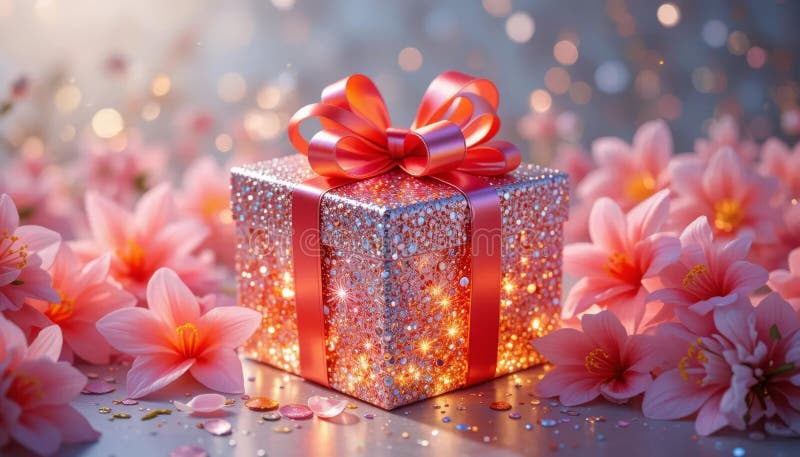 Festive Gift Box Glowing with Magical Sparkles Stock Image - Image of ...