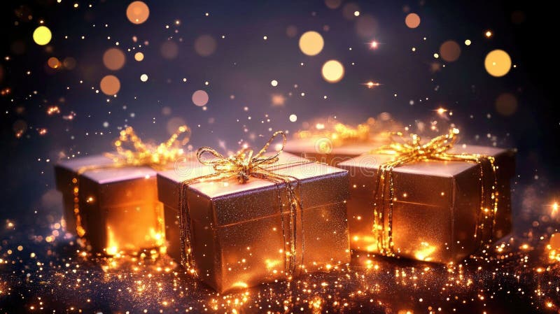 Festive Gift Boxes and Bokeh Lights Celebrating the Joy of Holiday ...