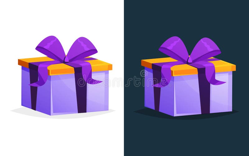 Festive Gift in Rectangular Box with Colored Pattern and Ribbon. Stock ...