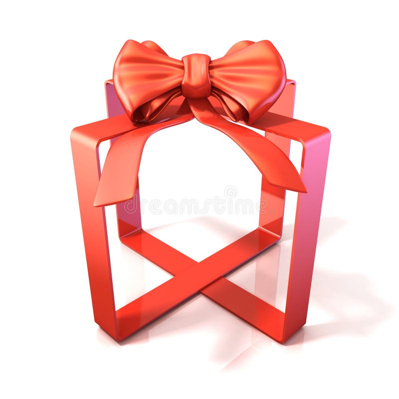 Festive Gift Ribbon and Bow, Box Shaped Stock Illustration ...