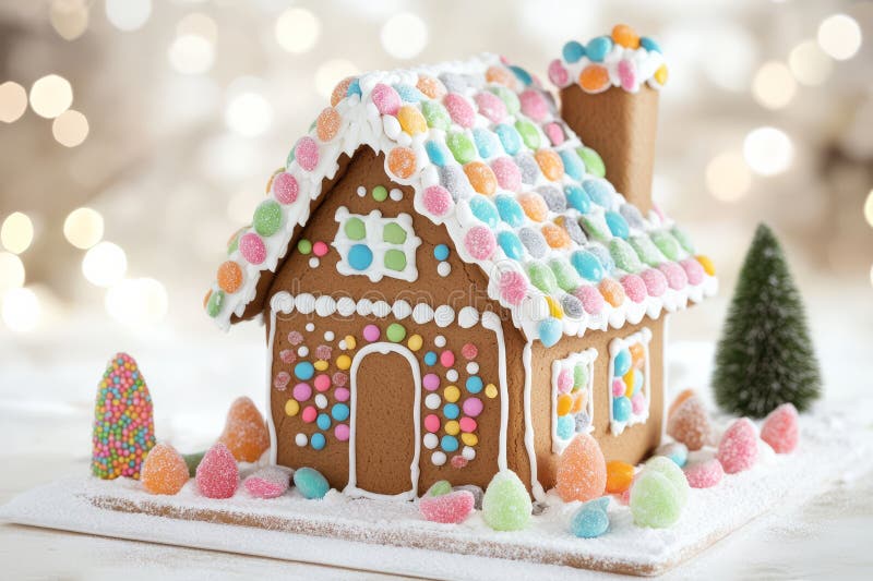 Festive Gingerbread House Decorated with Colorful Candy for Christmas ...