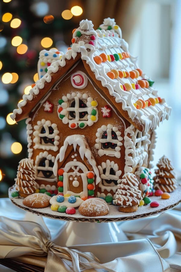 Festive Gingerbread House Decorated with Icing and Candy for Holiday Celebration Stock Photo ...
