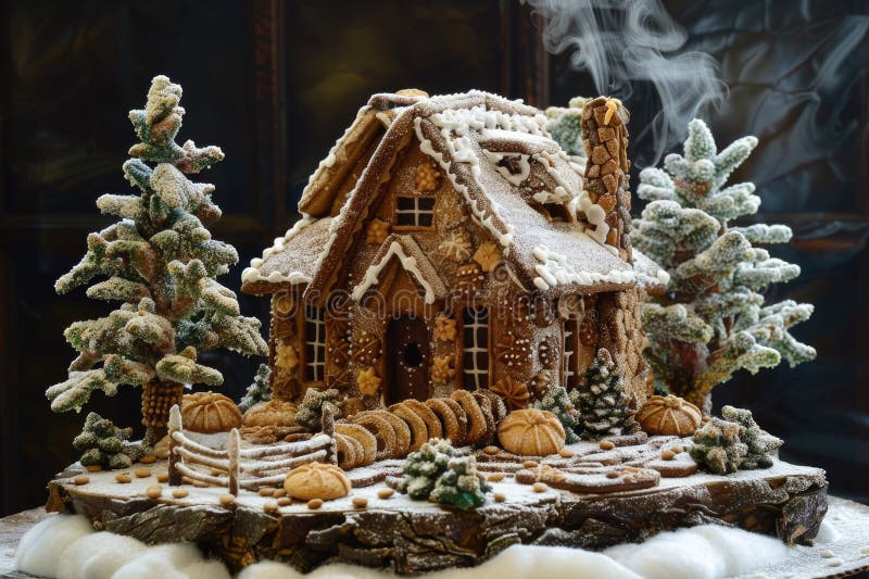 Festive Gingerbread House Decorated with Icing and Candy for Holiday ...