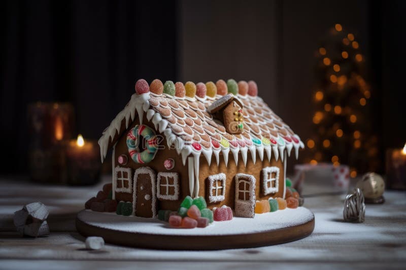 Festive Gingerbread House, Filled with Miniature Pastries and Sweets ...