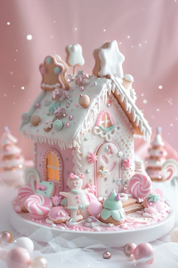 A Festive Gingerbread House on a Plate, Perfect for Holiday Designs ...