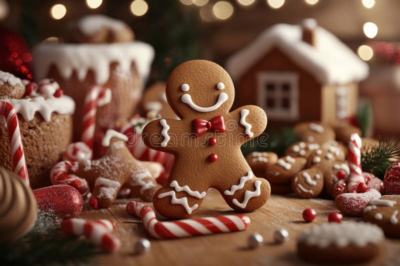 Festive Gingerbread Man Delight Stock Illustration - Illustration of ...
