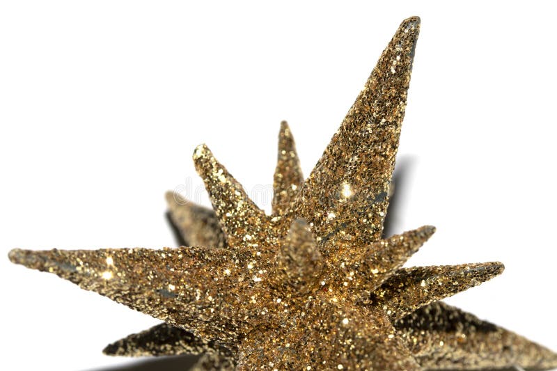 Festive Gold Glitter Star Shaped Abstract Ornament on White Background ...