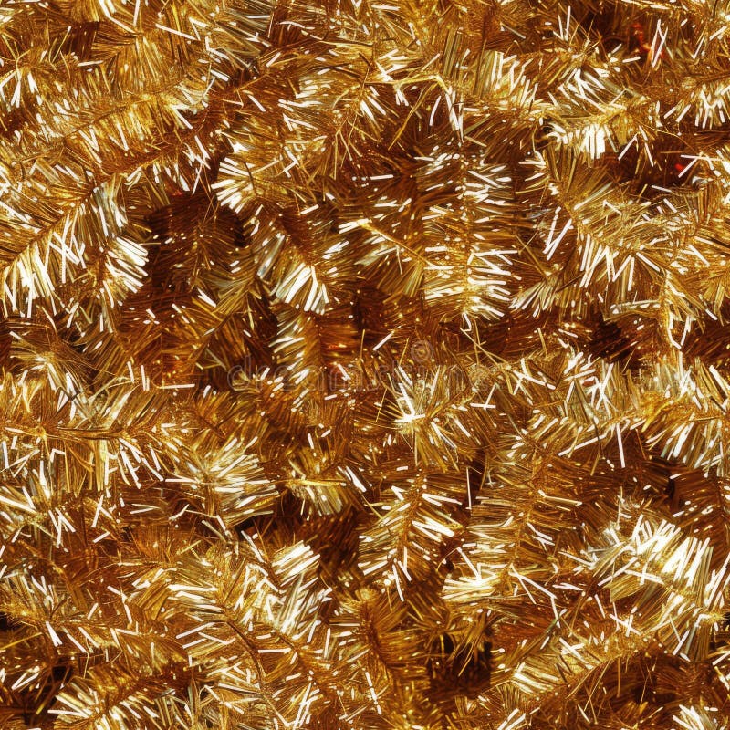 Festive Gold Tinsel Christmas Tree, Perfect for Holiday Designs Stock ...