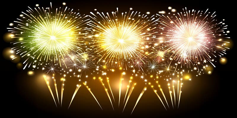 Festive Golden Fireworks Display New Year Celebration Night Sky Stock ...