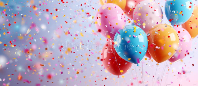 Festive Gradient Background with Balloons of Bright Colors and Lots of ...