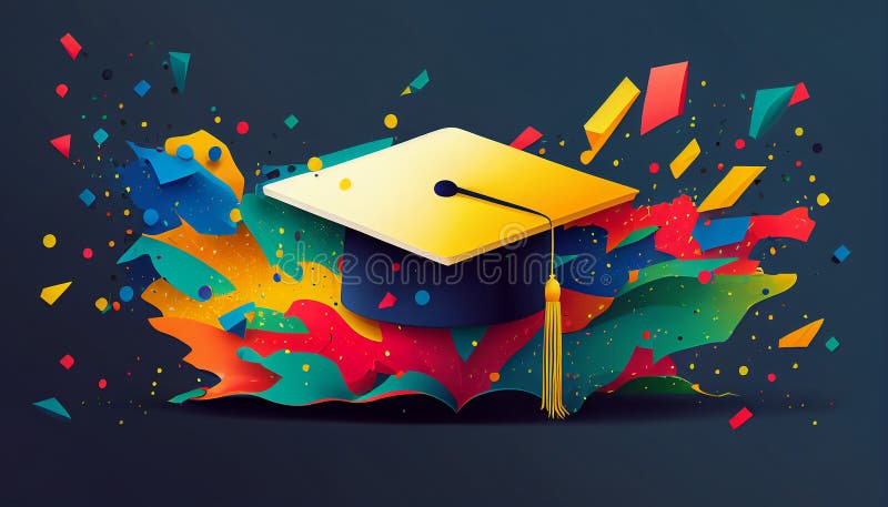 Festive Graduation Cap and Confetti Illustration. Stock Illustration ...