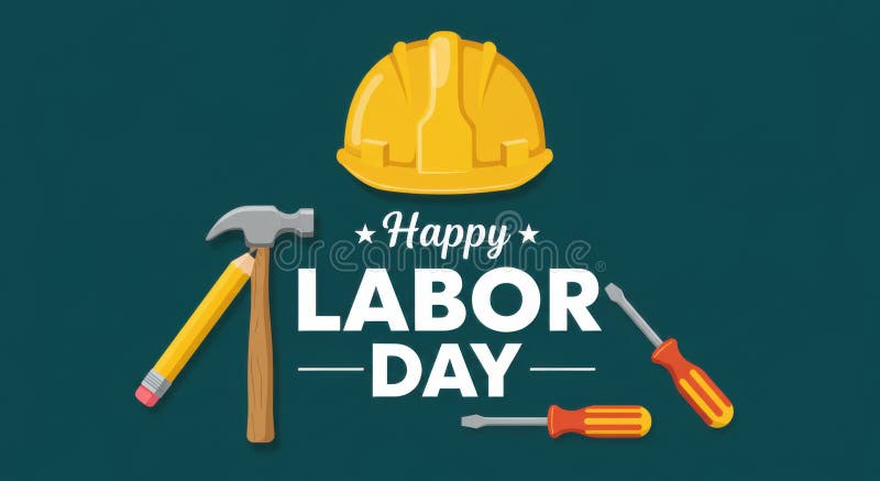 Festive Graphic for Labor Day with Construction Symbols Stock ...