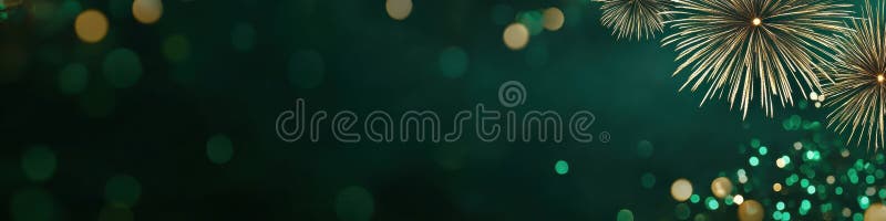 Festive Green Background with Gold Fireworks for Celebrations and ...