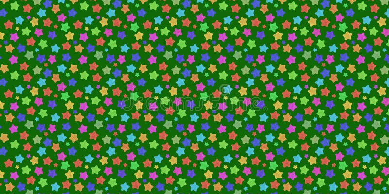 Festive Green Pattern of Colored Stars of Different Sizes Stock Photo ...