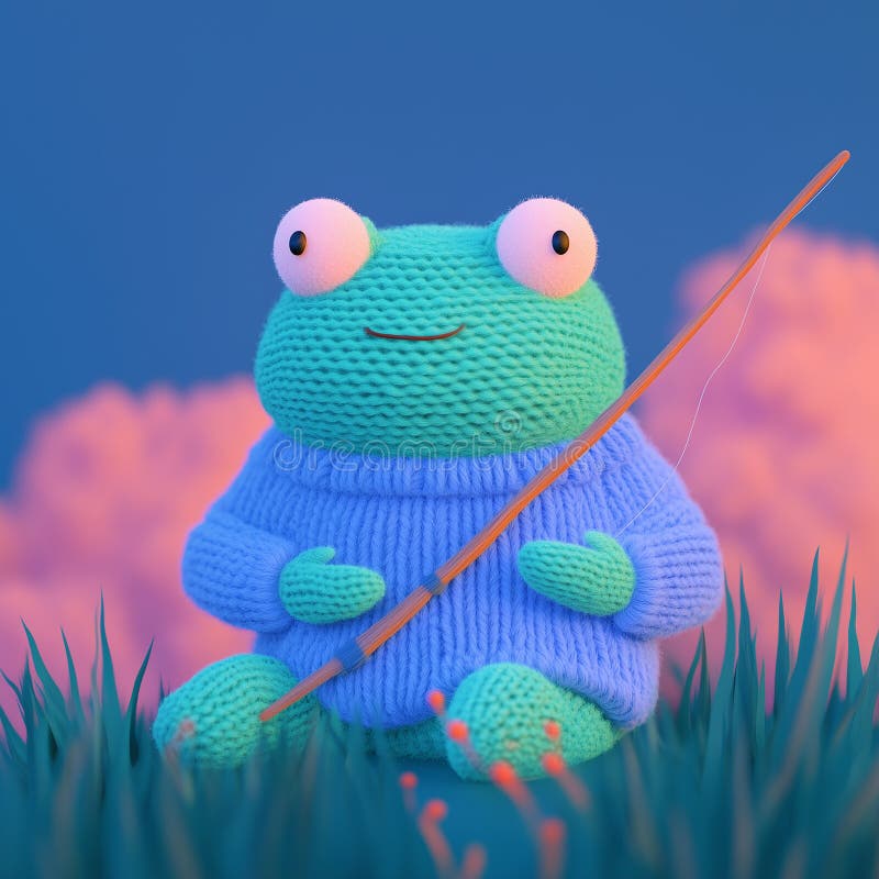 Frog with Square Frame for Banner, Poster, and Greeting Card Stock ...