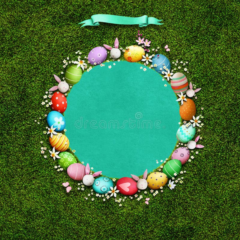 Round Easter Frame with Eggs Stock Illustration - Illustration of ...