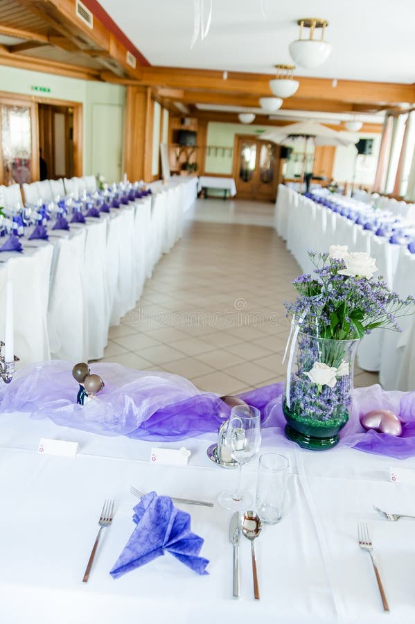 Festive Hall in White and Purple Stock Photo - Image of design, glass ...