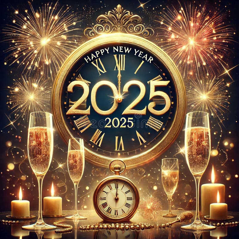 Festive Happy New Year 2025 Poster Design Stock Illustration ...