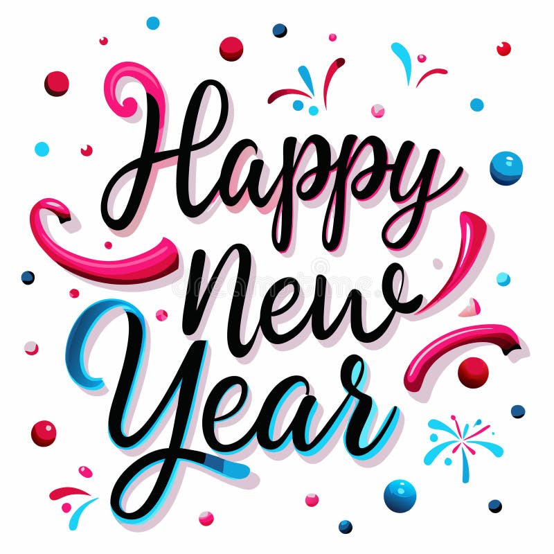 Festive Happy New Year Text Art with Confetti Stock Vector ...