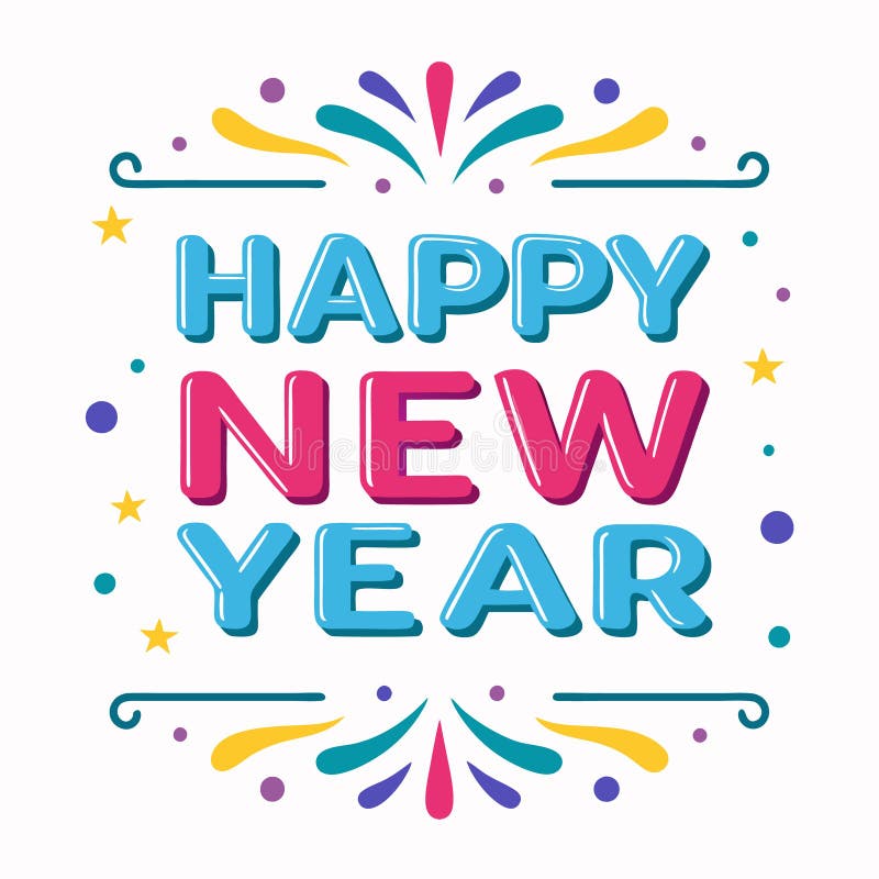 Festive Happy New Year Text Design Stock Vector - Illustration of ...
