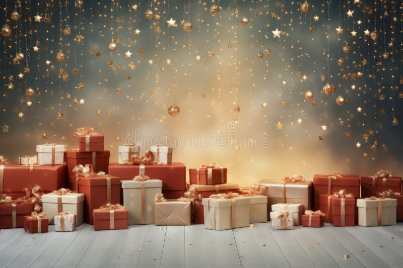 A Festive Holiday Backdrop with Scattered Gifts Stock Illustration ...