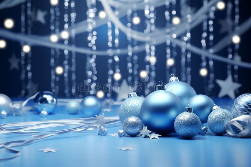 Festive Holiday Background with Silver and Blue Stock Illustration ...