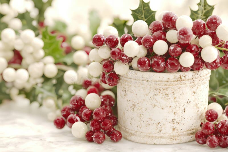 Festive Holiday Berries in a Rustic Container Stock Illustration ...