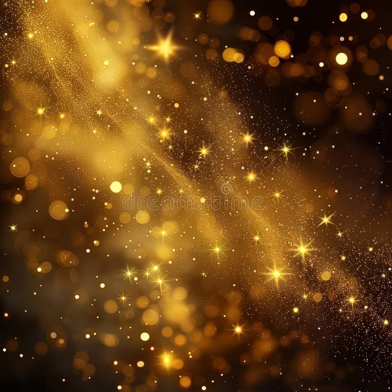 Festive Holiday Celebration Under Bright Gold Starry Night Sky Stock ...