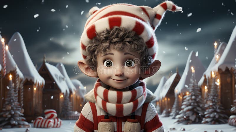 Festive Holiday Joy Cute Christmas Pixie Elf Portrait, Christmas ...