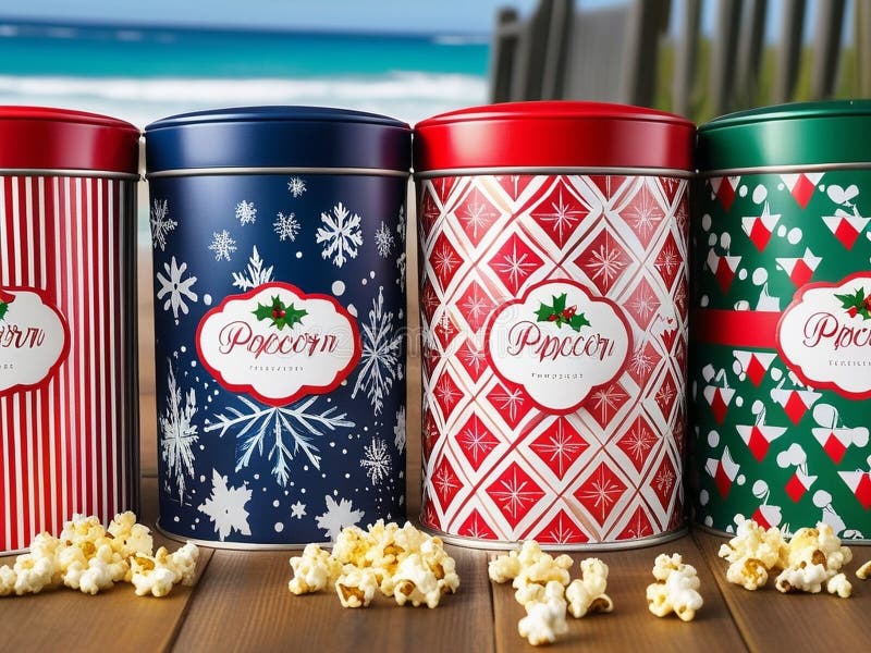 Festive Holiday Popcorn Tins for Sharing and Gifting.AI Generated Stock ...