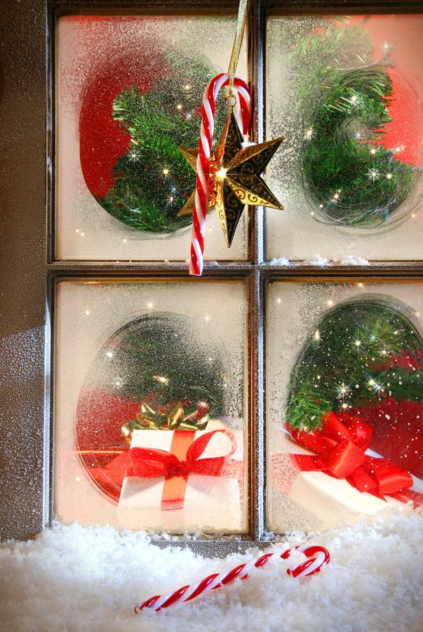 Festive holiday window stock photo. Image of closeup, holiday - 3656476