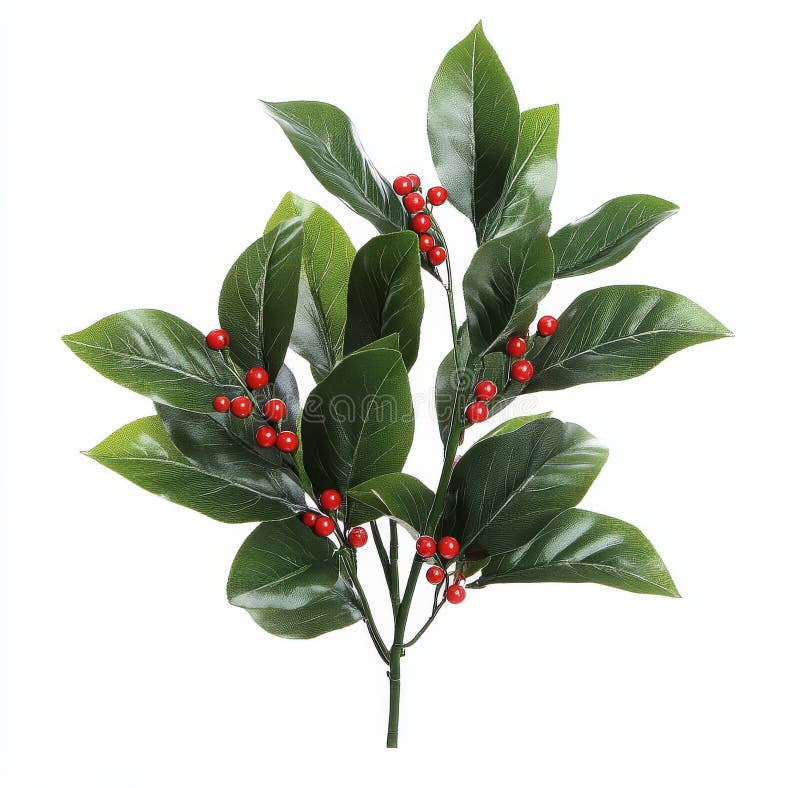 Festive Holly Branches with Red Berries and Leafy Greens. Stock Photo ...