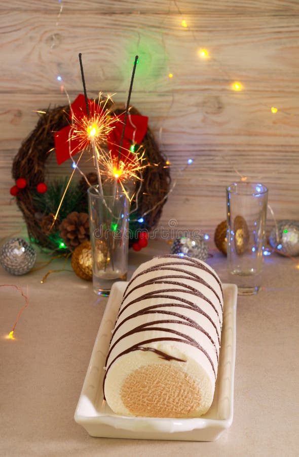 Festive Ice cream roll stock image. Image of celebration - 166651949